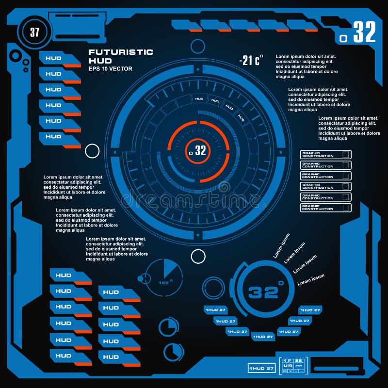 Futuristic Blue Virtual Graphic Touch User Interface Stock Illustration ...