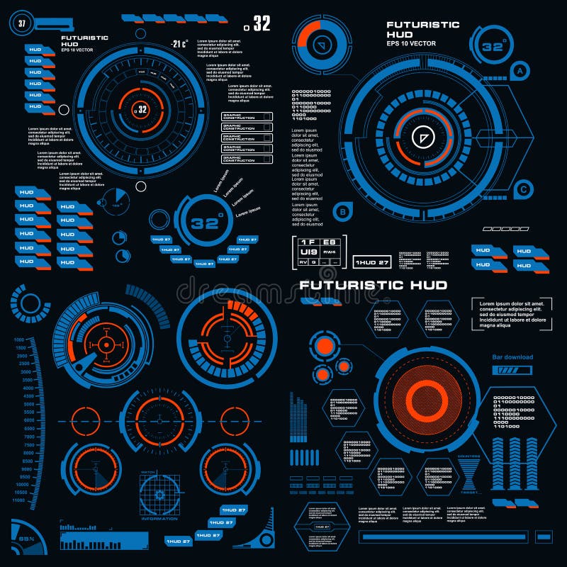 Futuristic Blue Virtual Graphic Touch User Interface Stock Illustration ...