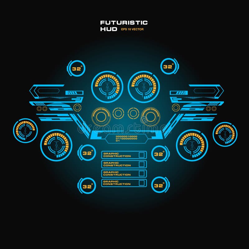 Futuristic Blue Virtual Graphic Touch User Interface Stock Illustration ...