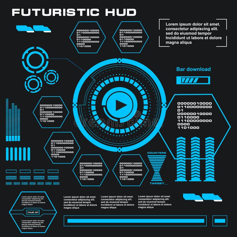 Futuristic Blue Virtual Graphic Touch User Interface Stock Illustration ...