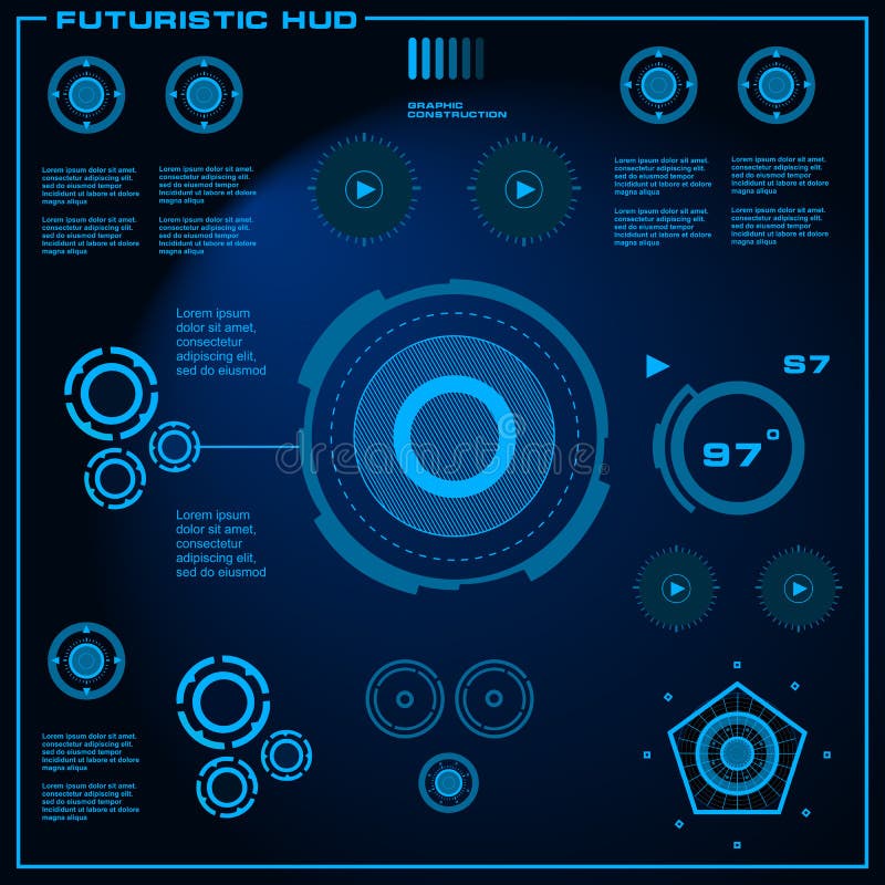 Futuristic Blue Virtual Graphic Touch User Interface Stock Illustration ...