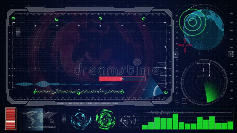 Earth in Digital Interface Display. Computer Display Panel. Stock ...