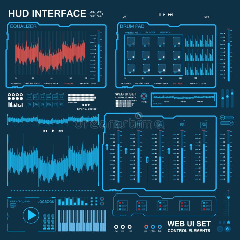 Futuristic Blue Virtual Graphic Touch User Interface, Music Interface ...