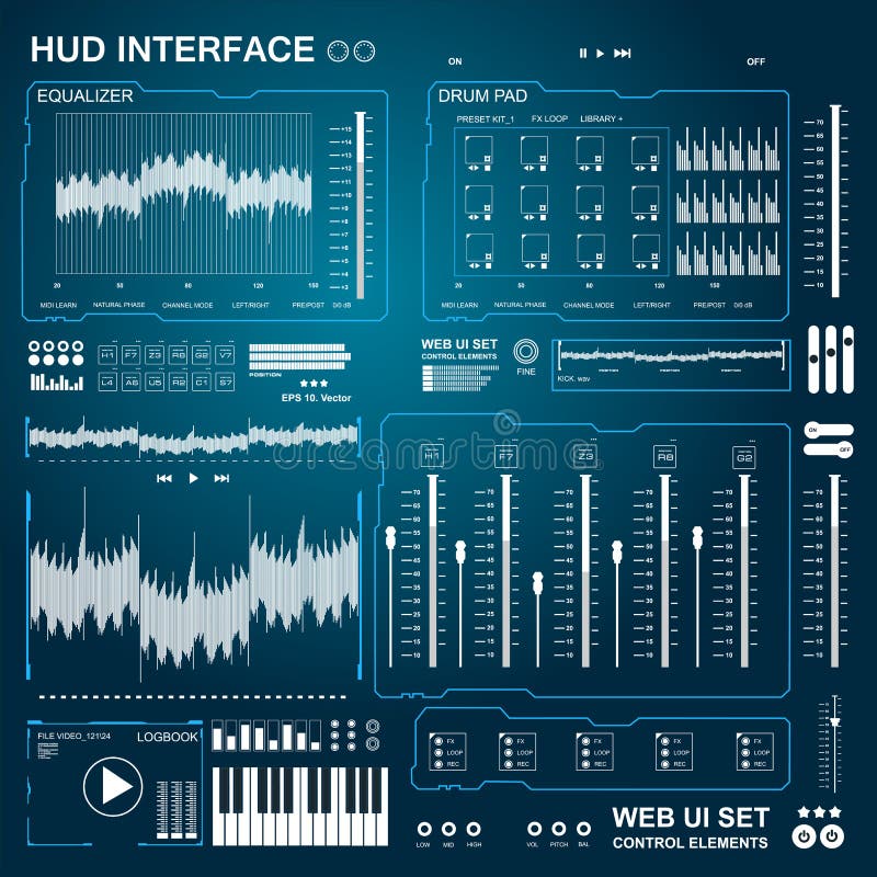 Futuristic Blue Virtual Graphic Touch User Interface, Music Interface ...