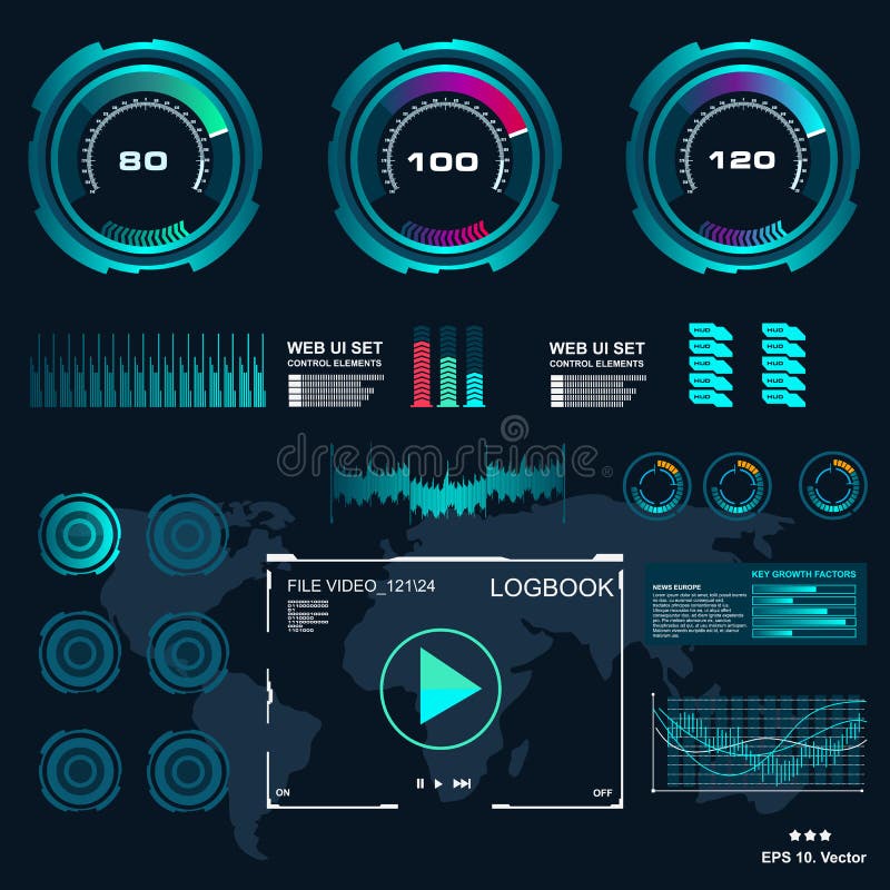 Futuristic Blue Virtual Graphic Touch User Interface, Music Interface ...