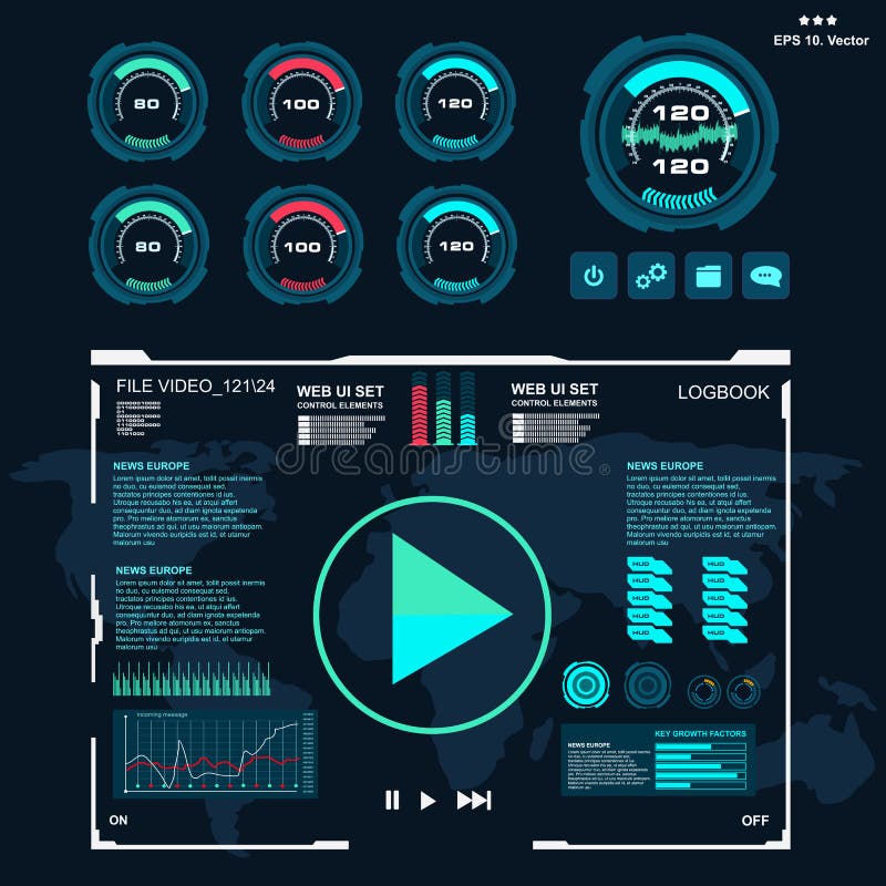 Futuristic Blue Virtual Graphic Touch User Interface, Music Interface ...