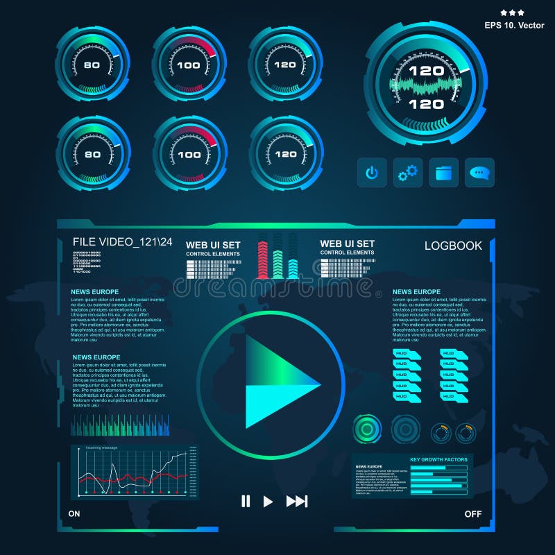 Futuristic Blue Virtual Graphic Touch User Interface, Music Interface ...