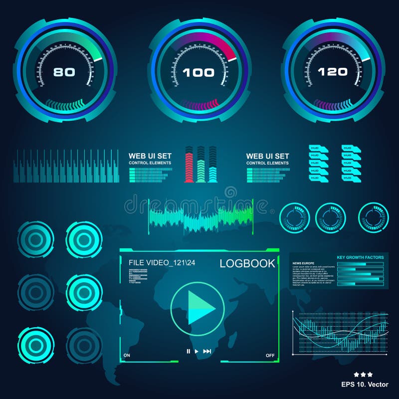 Futuristic Blue Virtual Graphic Touch User Interface, Music Interface ...