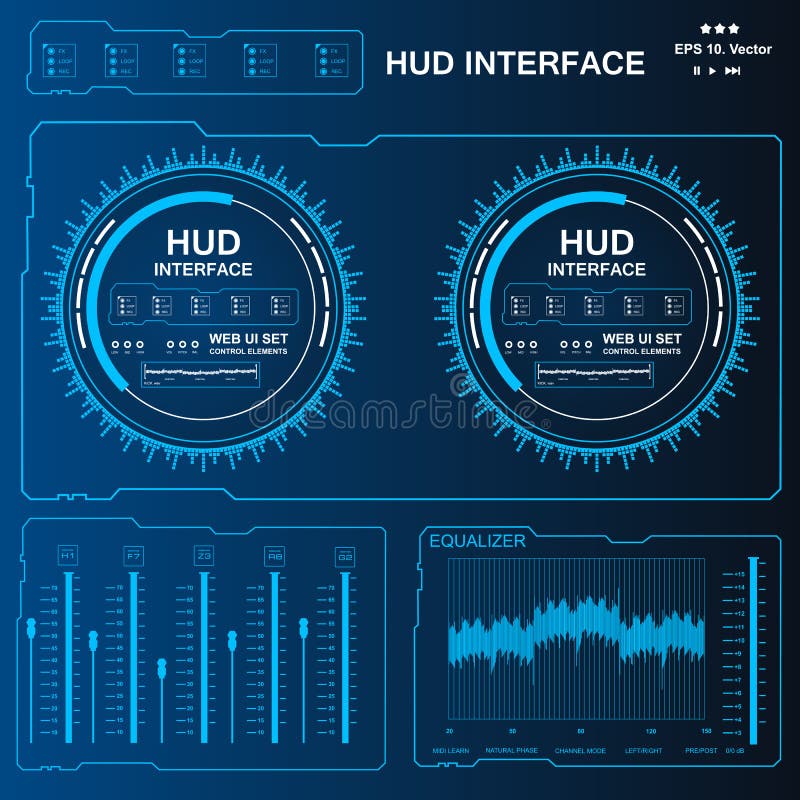 Futuristic Blue Virtual Graphic Touch User Interface, Music Interface ...