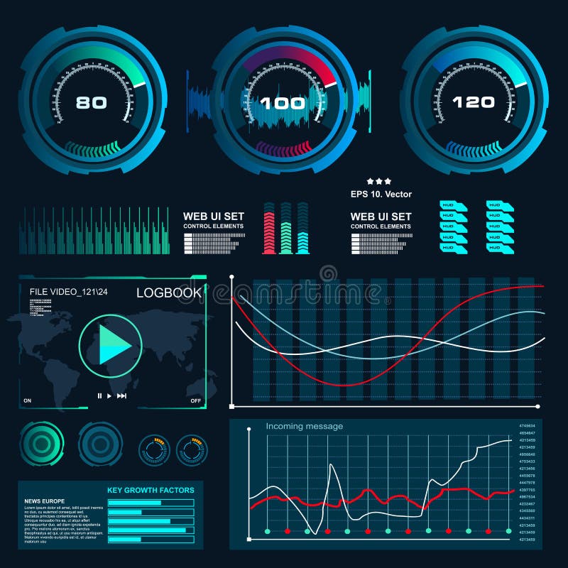 Futuristic Blue Virtual Graphic Touch User Interface, Music Interface ...