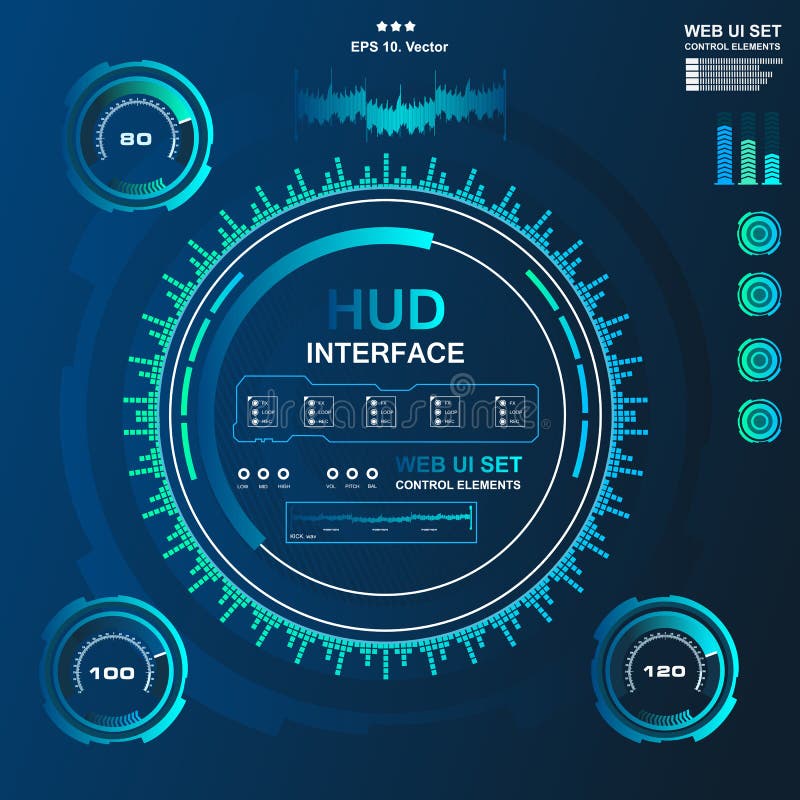 Futuristic Blue Virtual Graphic Touch User Interface, Music Interface ...