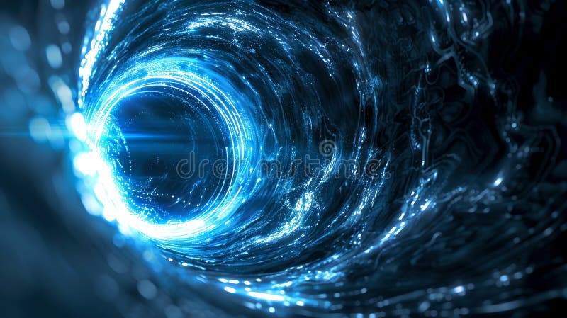 A Futuristic Blue Vortex with Glowing Lights in a Deep Space Setting ...