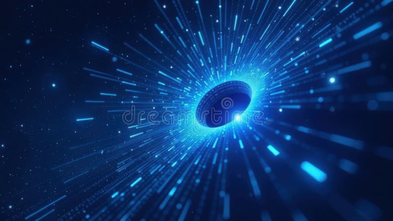 Futuristic Blue Vortex with Radiating Light Beams in Space Stock Photo ...