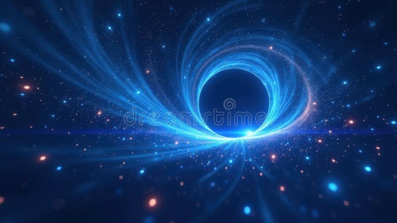 Futuristic Blue Vortex with Radiating Light Beams in Space Stock Photo ...