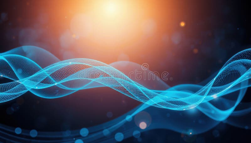 Futuristic Blue Wave with Glowing Particles and Light Effects, Creating ...