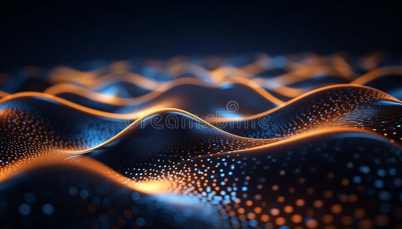 Futuristic Blue Wave Pattern Reflects on Smooth Liquid Backdrop ...