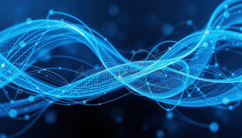Futuristic Blue Wave Patterns with Glowing Dots Create Mesmerizing ...