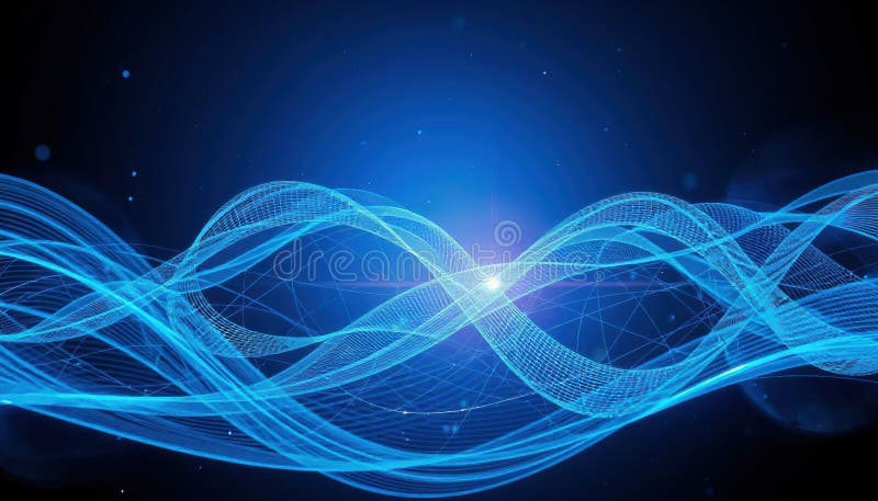 Futuristic Blue Wave Patterns with Glowing Lines and Light Effects ...