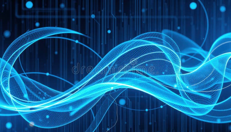 Futuristic Blue Wave Patterns with Glowing Particles Create Dynamic ...