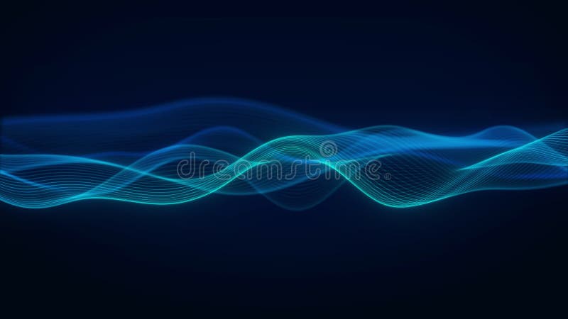 Futuristic Blue Wave Technology Animation in Dark Environment Stock ...