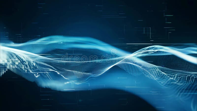 Futuristic Blue Wave Technology Animation in Dark Environment. Smooth ...