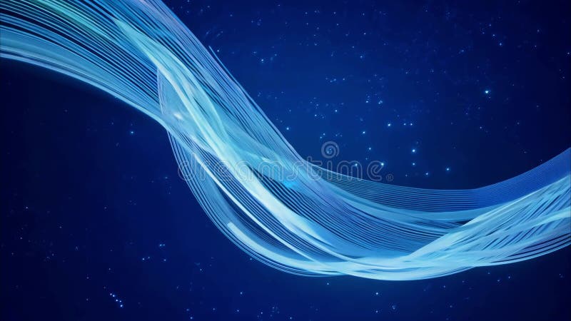 Futuristic Blue Wave Technology Animation in Dark Environment. Smooth ...