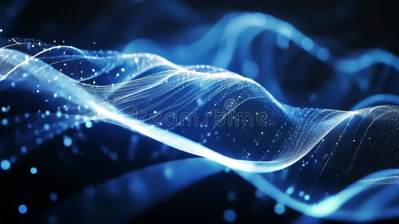 Futuristic Blue Wavy Particle Stream Flowing in Cyberspace Stock Video ...