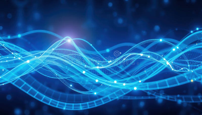 Futuristic Blue Waves with Glowing Particles and Abstract Patterns ...