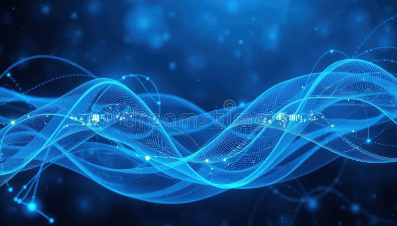 Futuristic Blue Waves with Glowing Particles Create Mesmerizing Visual ...