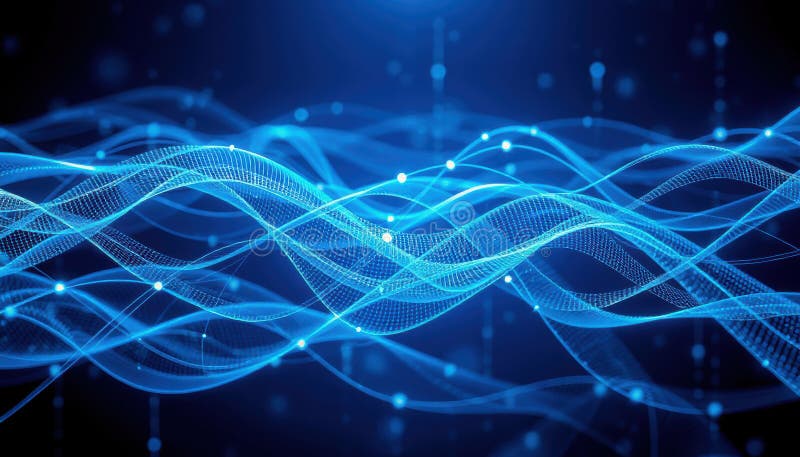 Futuristic Blue Waves Representing Quantum Technology and Data Flow ...