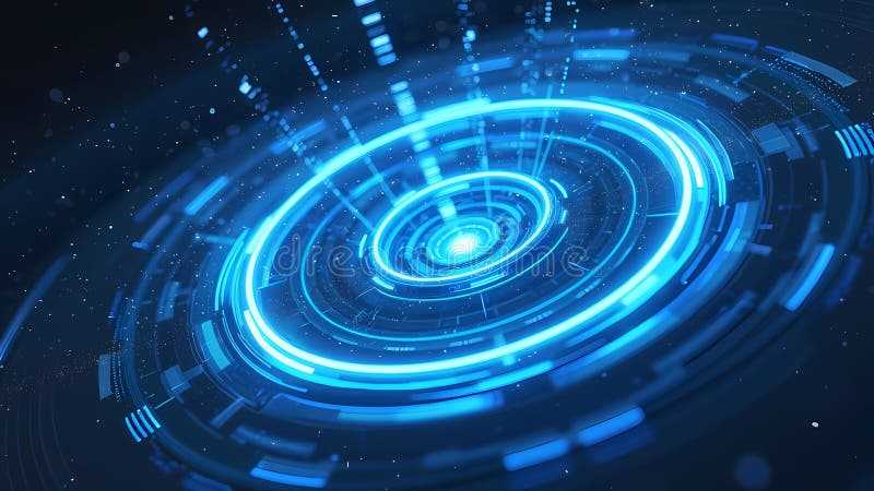 Futuristic Blue Whirlpool with Floating Digital Particles Stock ...