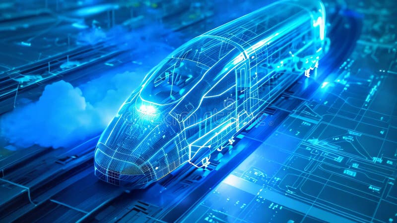 A Futuristic Blueprint Concept for a High-speed Train, Rendered in a ...