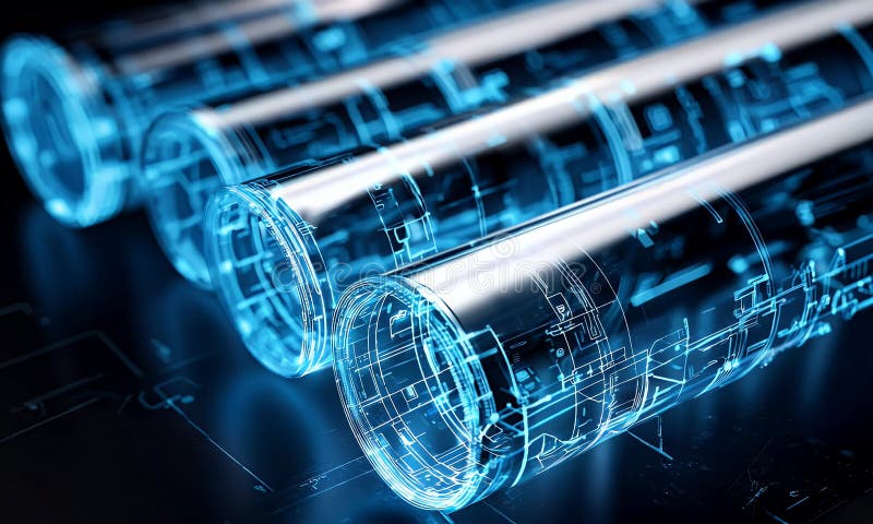 Futuristic Blueprint Visualization of a Helicopter, Showcasing Detailed ...