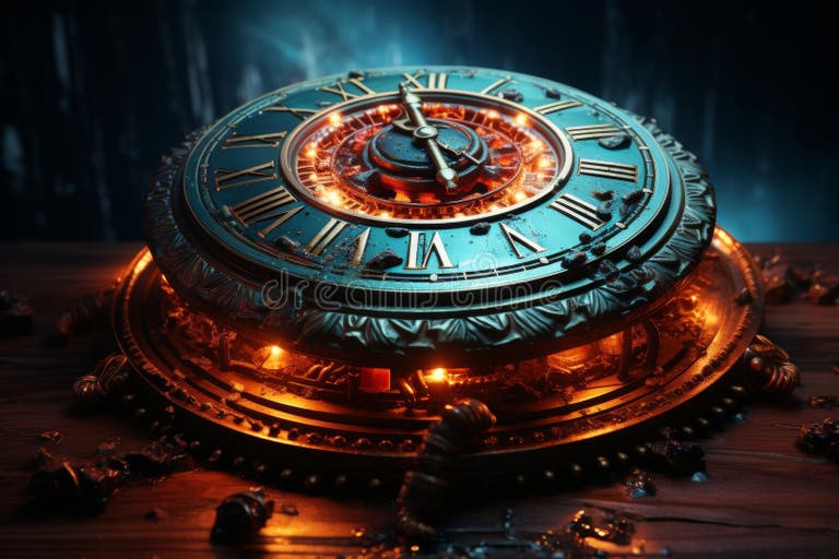 Futuristic Boards with 2025 Numbers, Snake on Clock at Midnight in ...