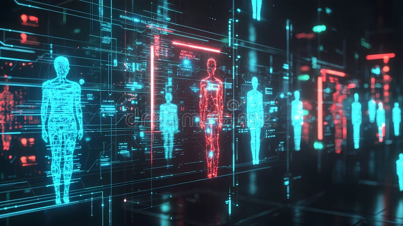 Futuristic Human Body Scanning Technology Identifying People Stock ...