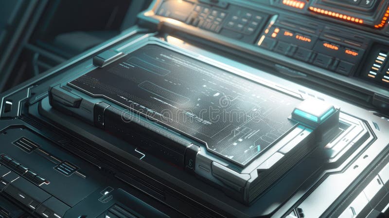 A Futuristic Book Mockup Displayed on a Sleek Control Panel in a ...