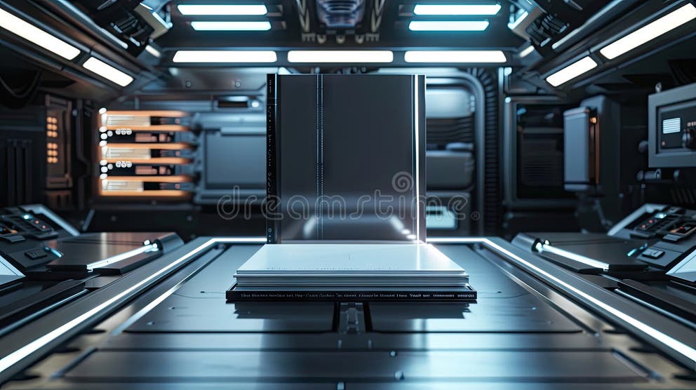 A Futuristic Book Mockup Displayed on a Sleek Control Panel in a ...