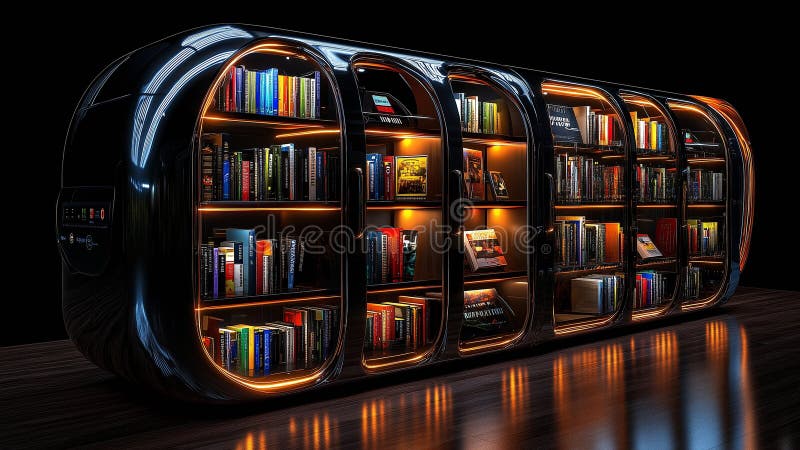 Futuristic Bookshelf Design Concepts Stock Illustration - Illustration ...