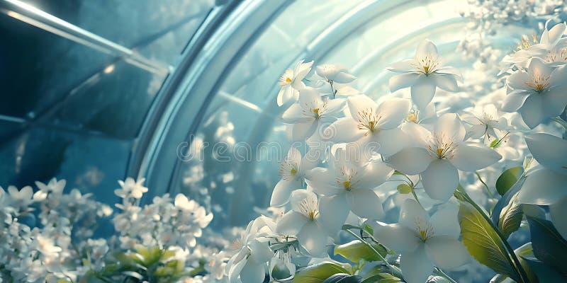 Futuristic Botanical Dome Filled with Radiant Plant Life and High-Tech ...