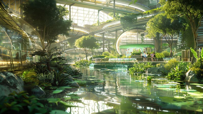 Futuristic Botanical Garden in a Modern Urban Setting Stock ...