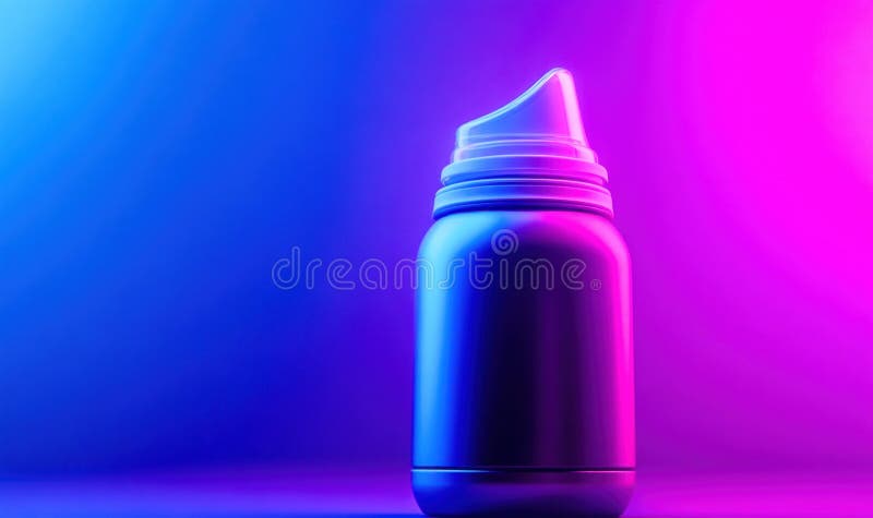 Futuristic Bottle with Neon Gradient Glow Stock Illustration ...