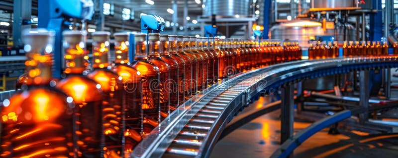Futuristic Bottling Line in a Modern Winery with Automated Technology ...