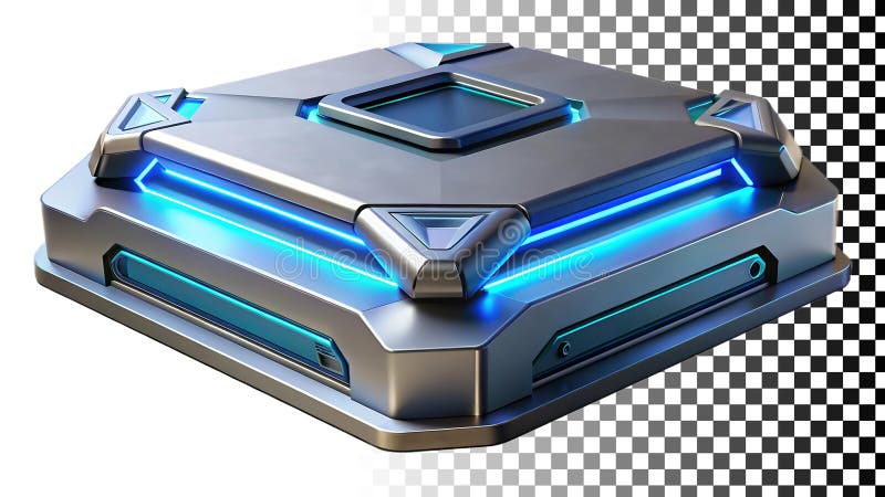 Futuristic Box Container, Tech Storage, Modern Design, Metallic and ...