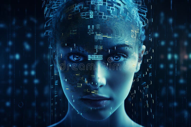 Code Digital Avatar Futuristic Science Concept Human Technology Ai ...