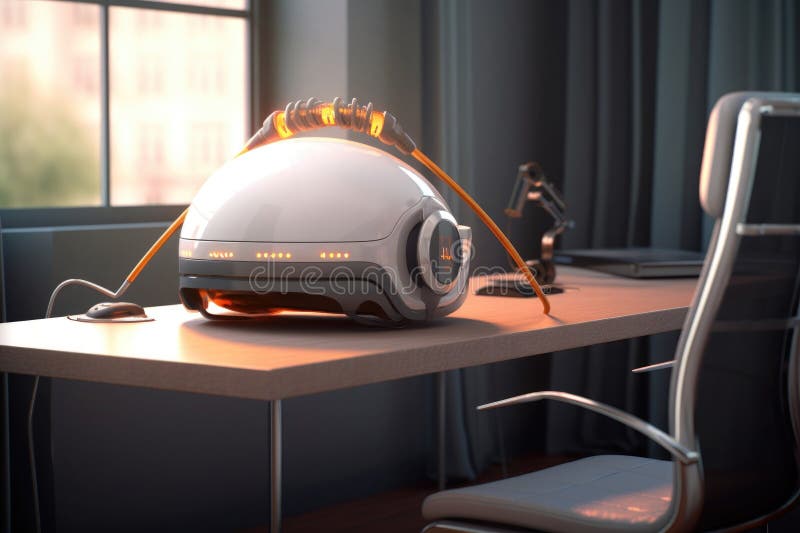 Futuristic Brain-computer Interface Headset on a Desk Stock ...