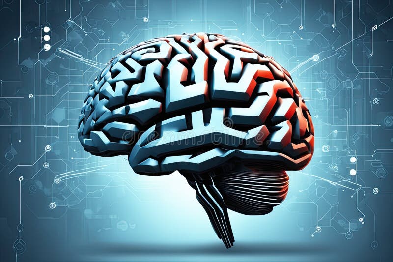 A Futuristic Brain Concept Illustration with Circuit Patterns Stock ...