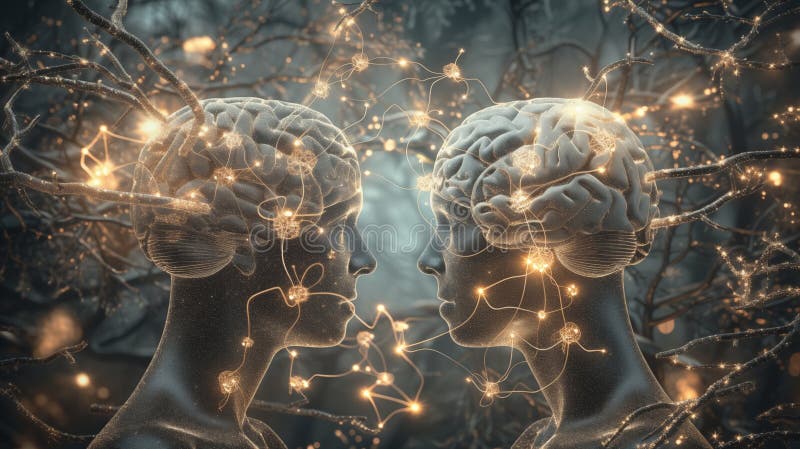 Futuristic Brain Connections Illustrate Synapses Linking Human Minds ...