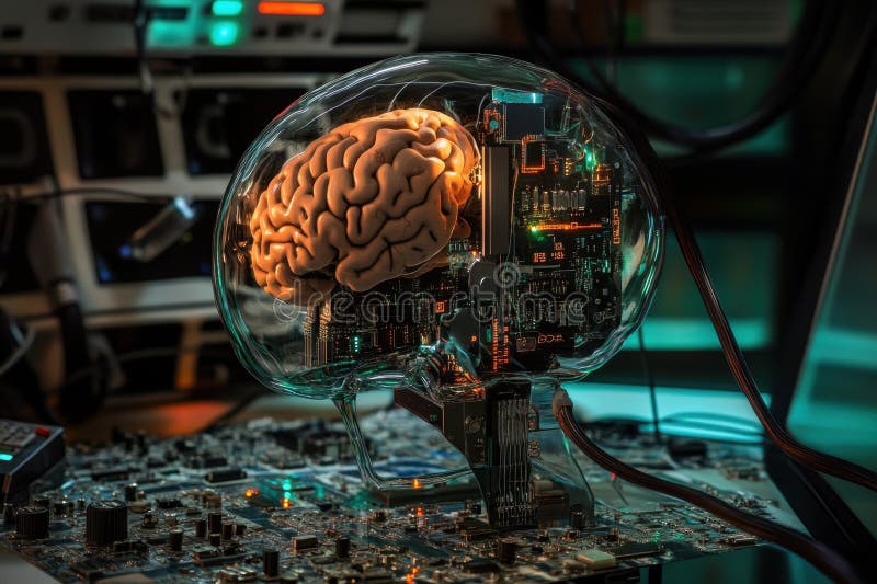 Futuristic Brain Design Combining Biology and Technology in a High-tech ...