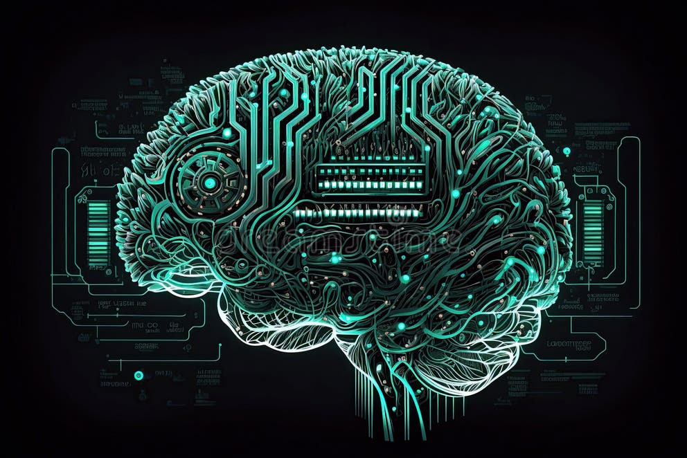 Futuristic Brain of Digital Artificial Intelligence with Neural Connections Stock Photo - Image ...