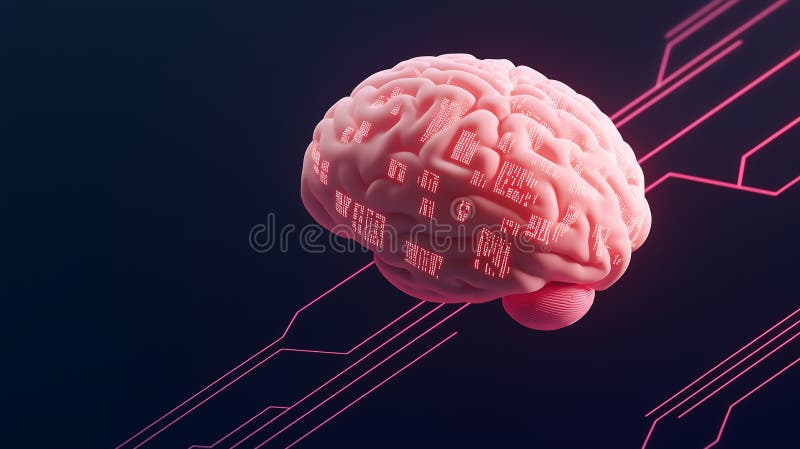 Futuristic Brain with Digital Circuits in a Dark Abstract Environment ...